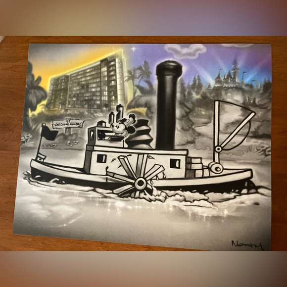 Disney | Art | Disneyland Hotel Villas Dvc Art Steamboat Willie Artist ...